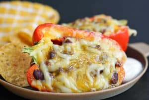 Easy Leftover Chili Stuffed Peppers - The Bean Bites